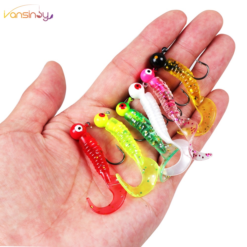 5pcs Fishing Lures Soft Bionic Bait 5.5cm 3.5g/5g Lead Hook Soft Worm ...
