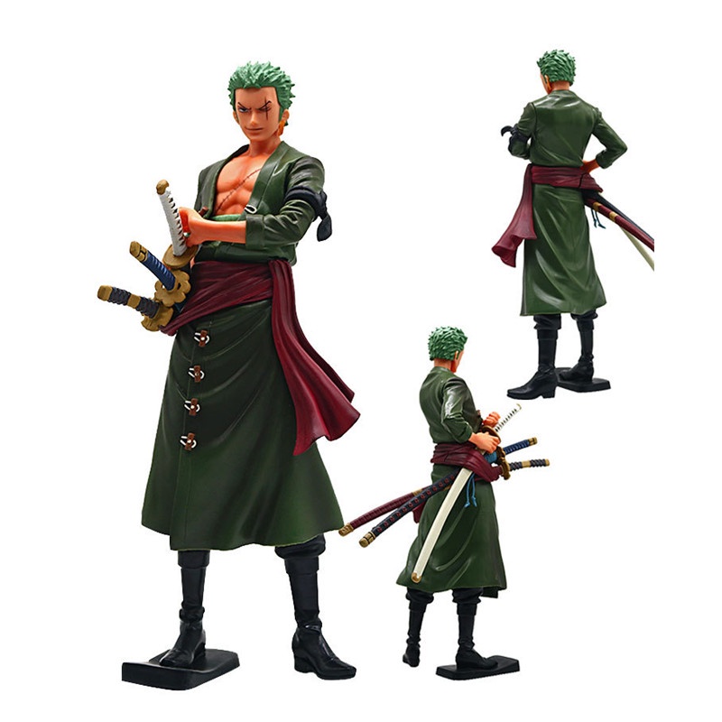 28cm One Piece Anime Figure GK Roronoa Zoro Standing Three-blade Manga ...