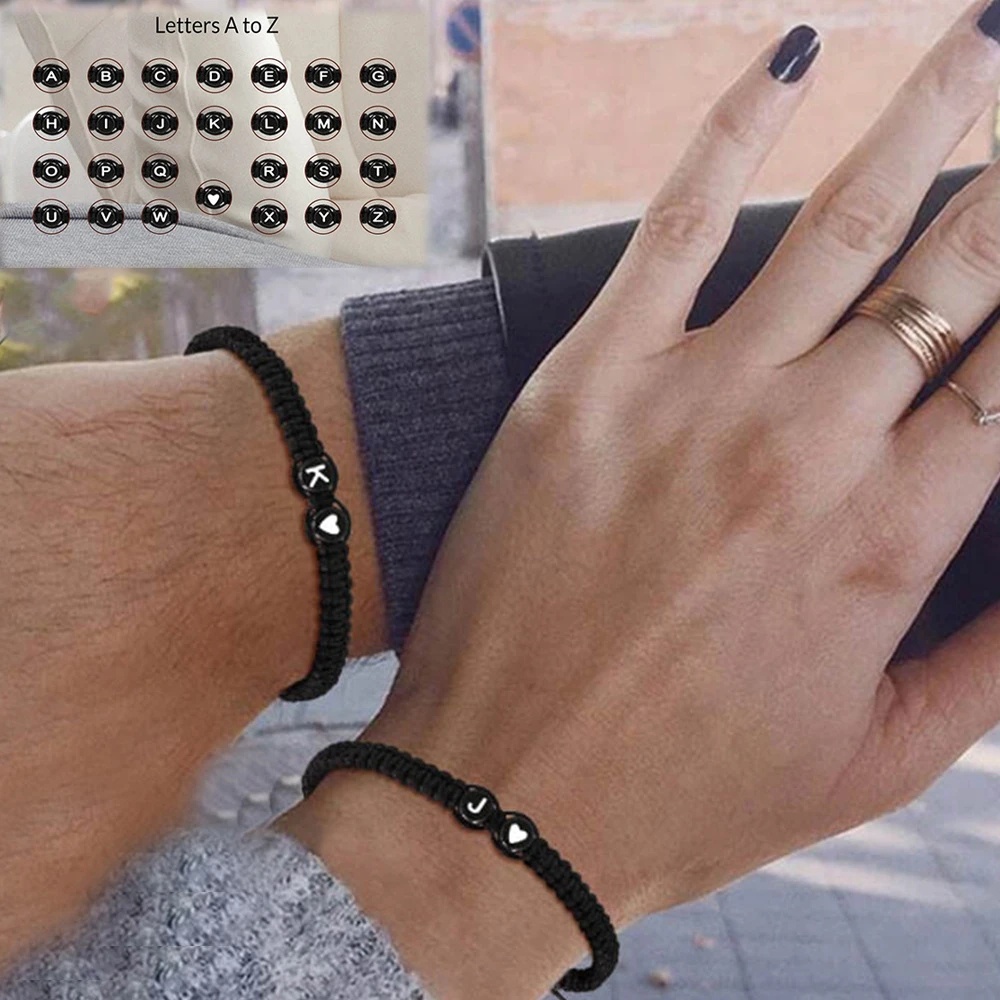 Handmade Adjustable Cord 26 Letter Initial Braided Bracelets for Women ...