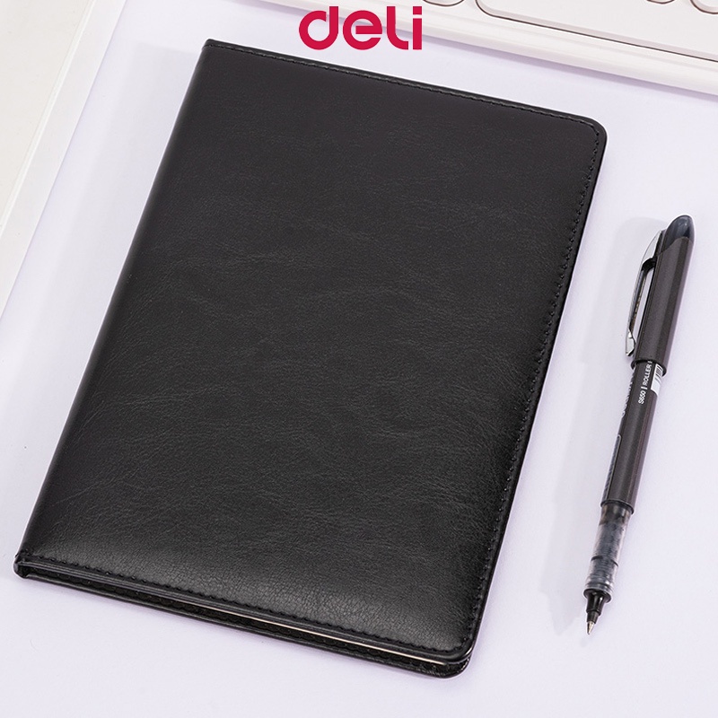 Deli Basic Leather Cover Notebook Thick Business Meeting Notebook 7993 ...