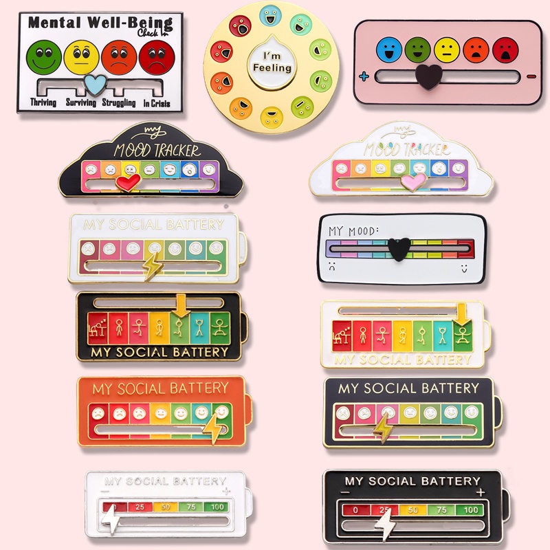 15 Styles Removable Mood Enamel Brooch Mood Management Rotating ...