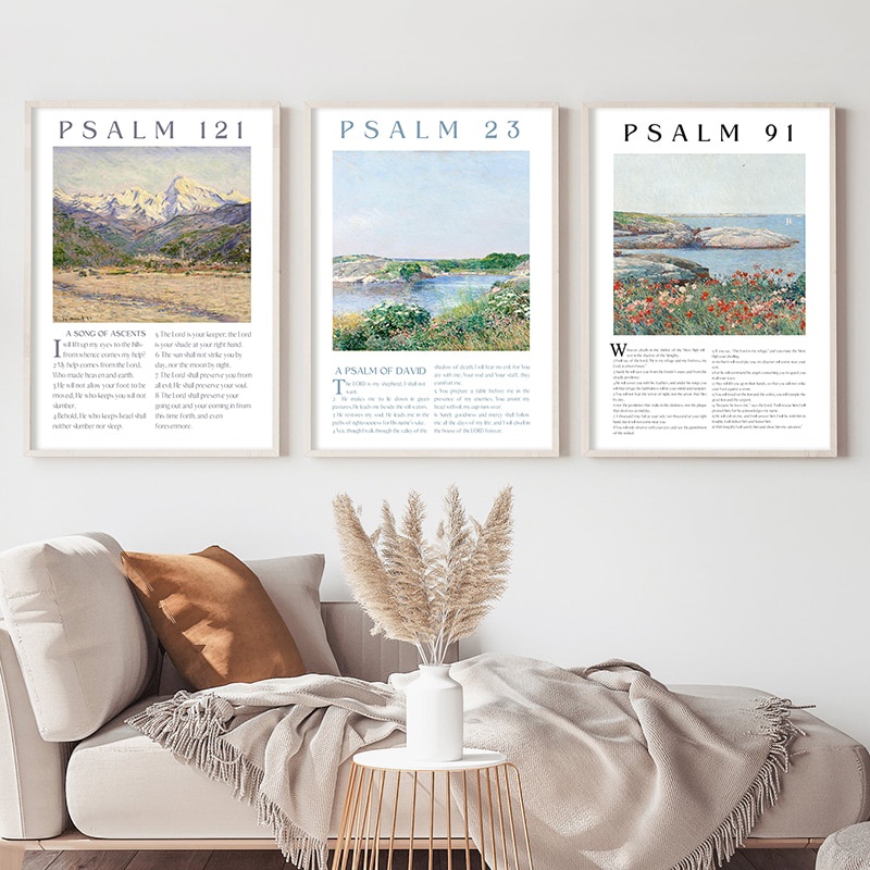 Psalm 121 Scripture Wall Art Prints Bible Verse with Claude Monet's Art ...