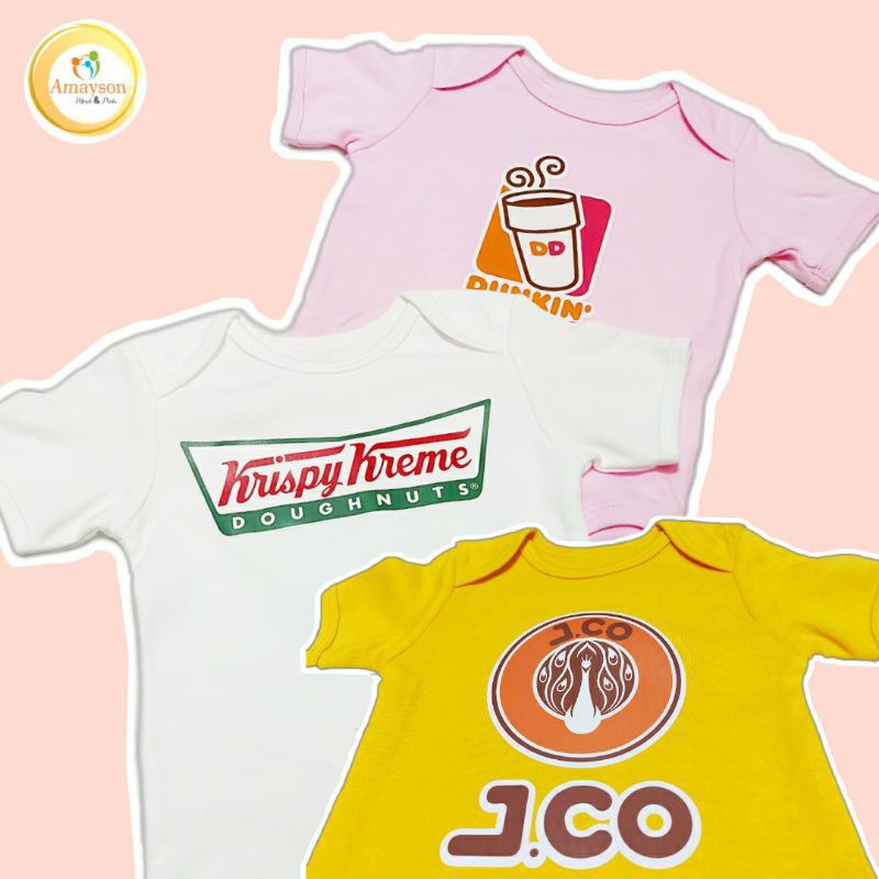 Amayson Krispy Kreme, Dunkin, J CO Donuts Baby Onesies 1J1Z | Shopee ...