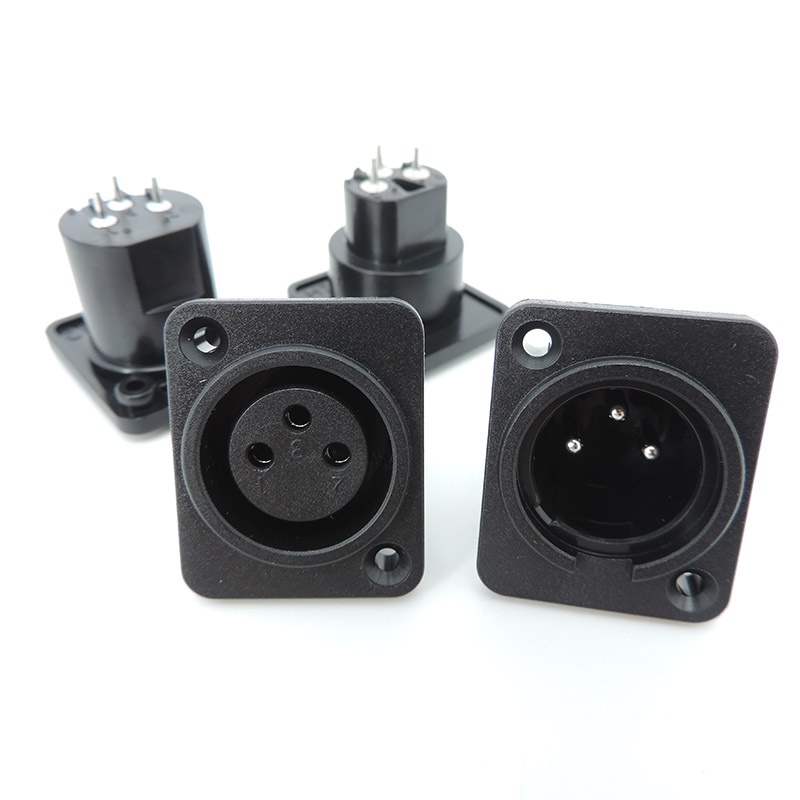 3Pin XLR male female power connector Straight socket Panel Mounted ...