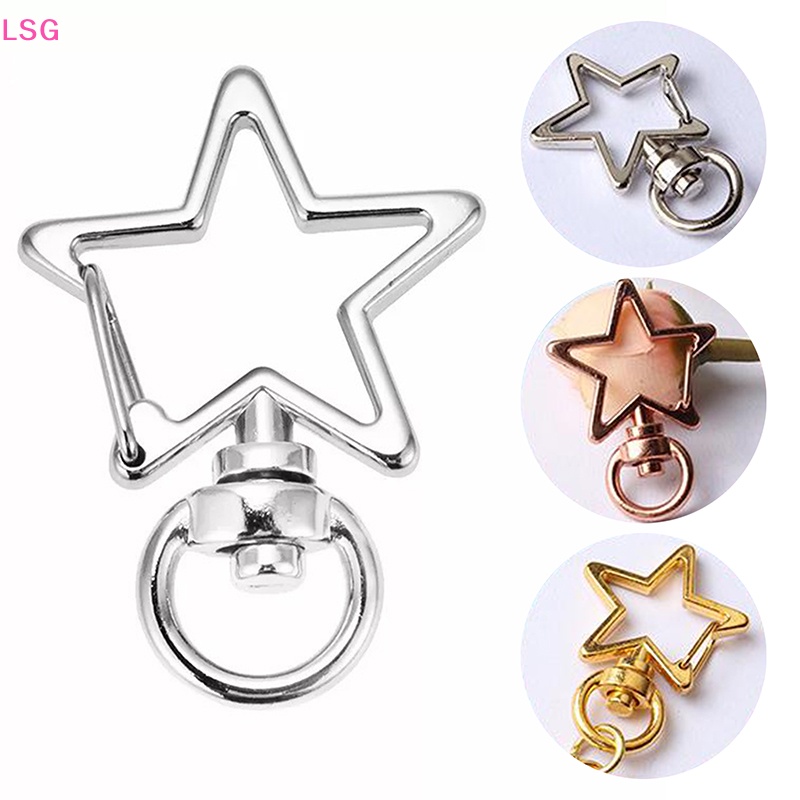 [LSG] 10pcs New Star Hollow Key Chain Key Ring keychain DIY Accessories ...