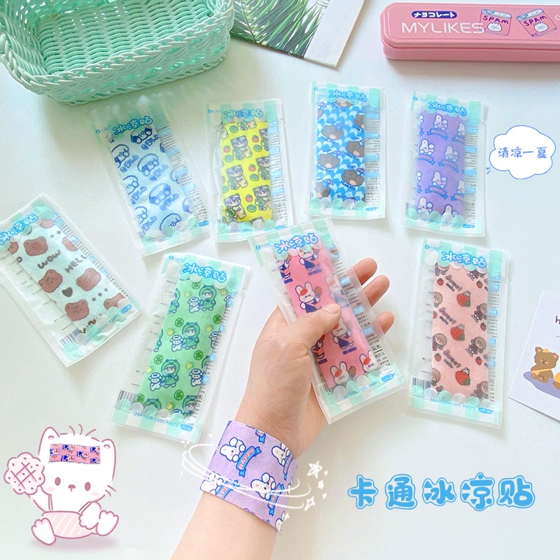 2 Pieces Pack Cool Cartoon Summer Cooling Stickers Student Cooling ...