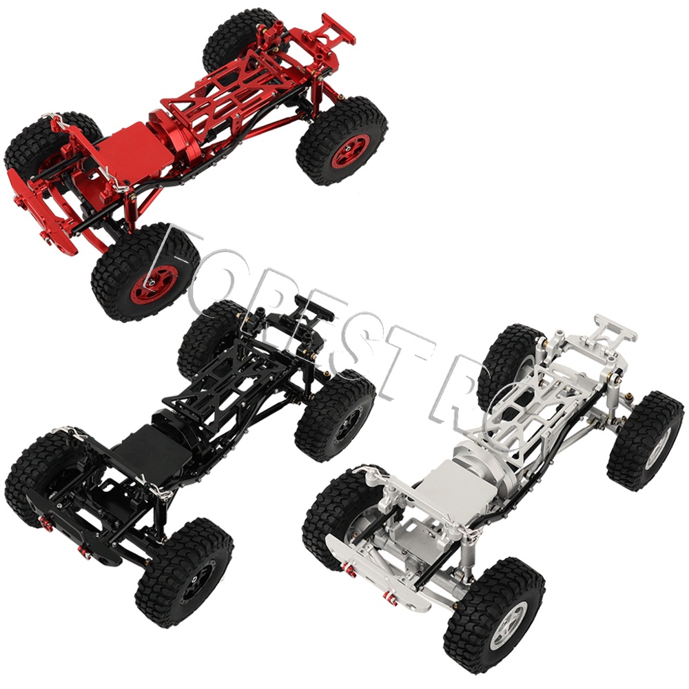 4WD Metal Full Chassis Frame Refit Kit with Front Rear Steering axle Bumper Wheels Hub Rim for ...