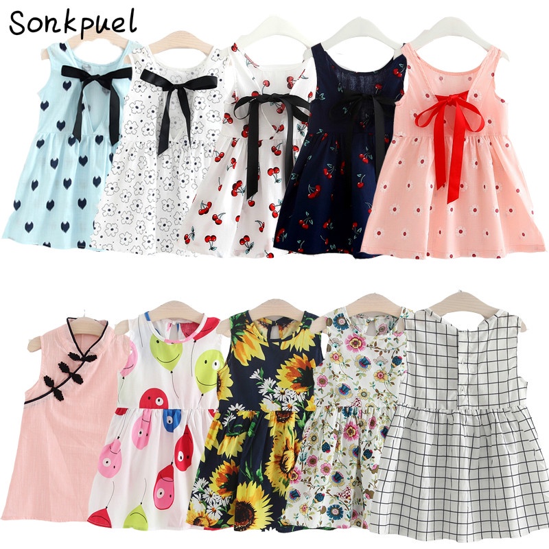 Girls Dresses Summer Kids Elegant Princess Dress Sleeveless Vacation ...