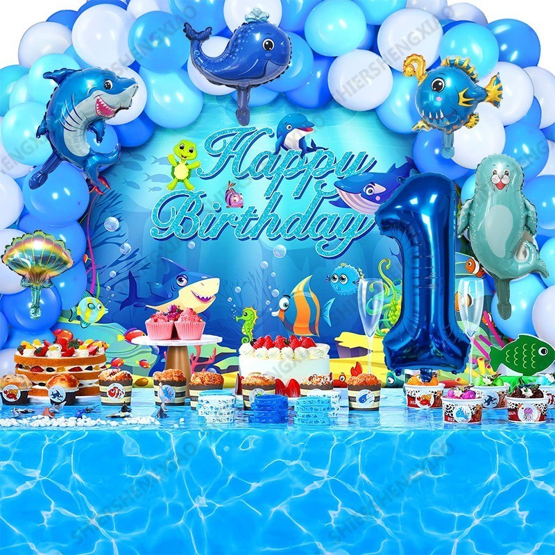 68pcs Marine Animal Theme Birthday Party Balloon Set Marine Animal Foil ...
