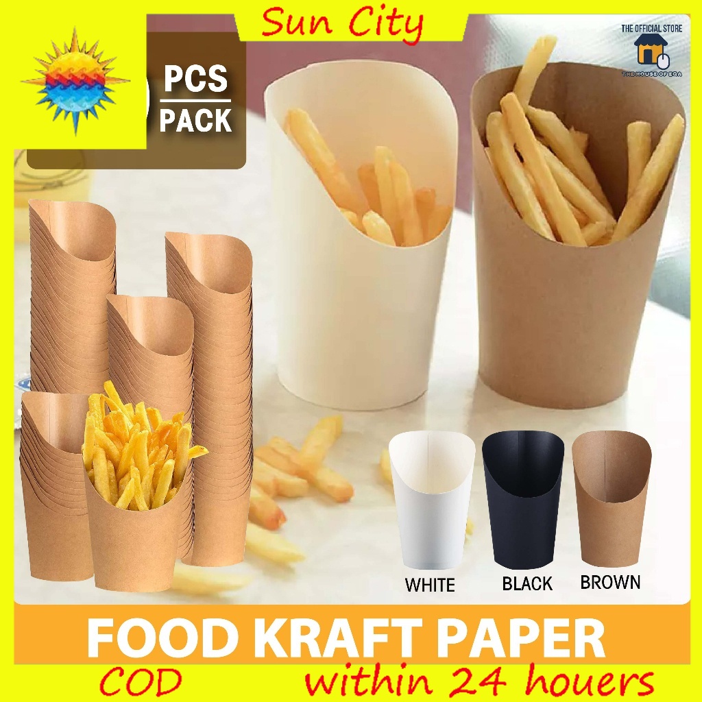 50Pcs Disposable French Fries Paper Cup Baking Egg Waffle Cup Food Tray ...
