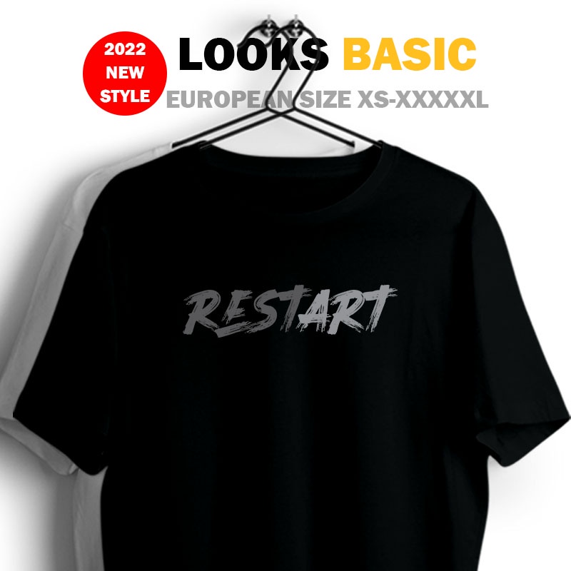 Tshirt Rest Art Restart Cotton UNISEX Basic Tee New Year T-shirt Women ...