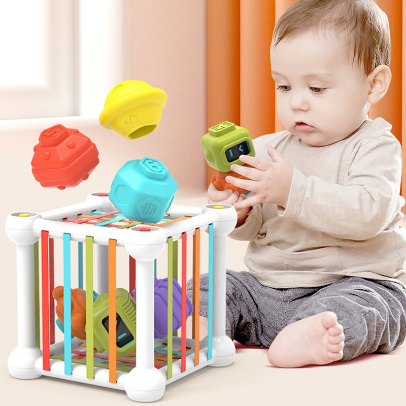 Baby Rainbow Stacking Colorful Shape Blocks Early Teaching Rubik's Cube ...