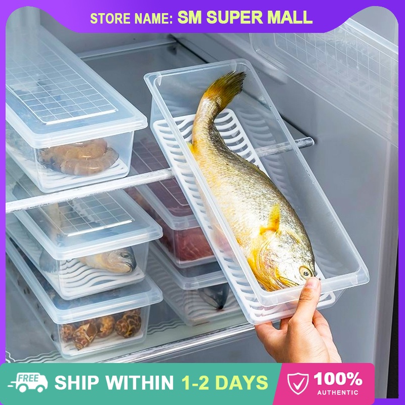 【PP Material】Fresh-keeping Box with Drain Rack Rectangular Food Sealed ...