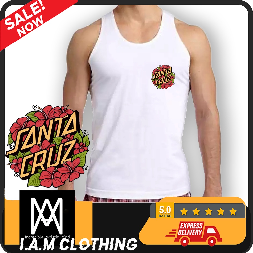 Cotton Sando SANTA CRUZ ROSE RED Pouchie -UNISEX gym Muscle Tee Workout ...