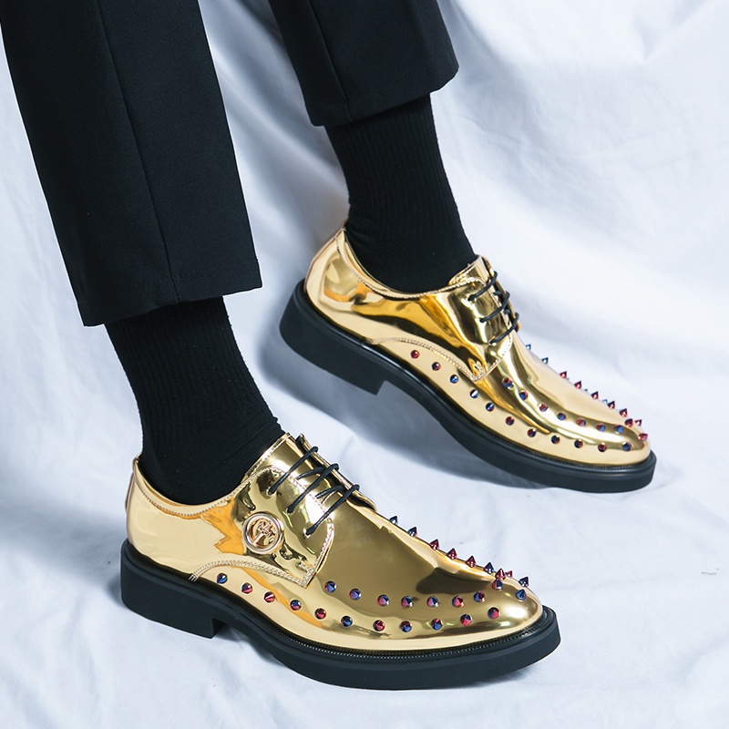 New Men Casual Classic Leather Shoes Retro Luxury Formal Shoes Bright ...