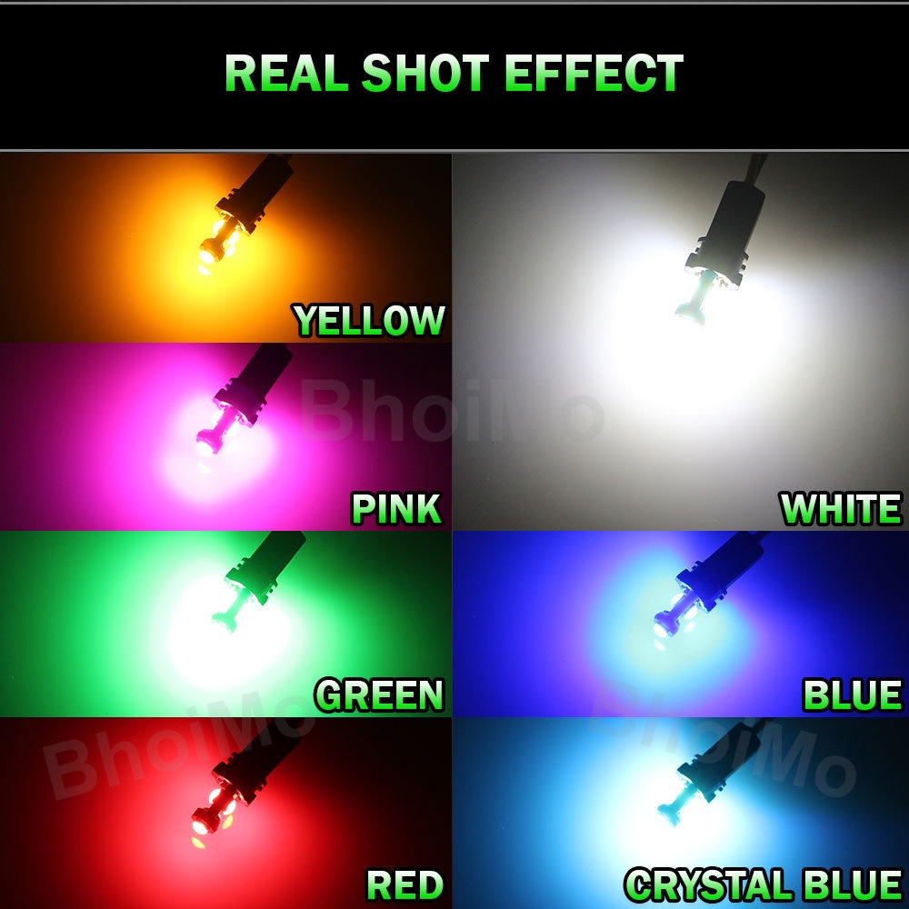 BhoiMo 5PCS Led T5 W3W Meter Bulb 3SMD 3030 Dashboard Lamp 17 73 74 27 Car Interior Cluster ...