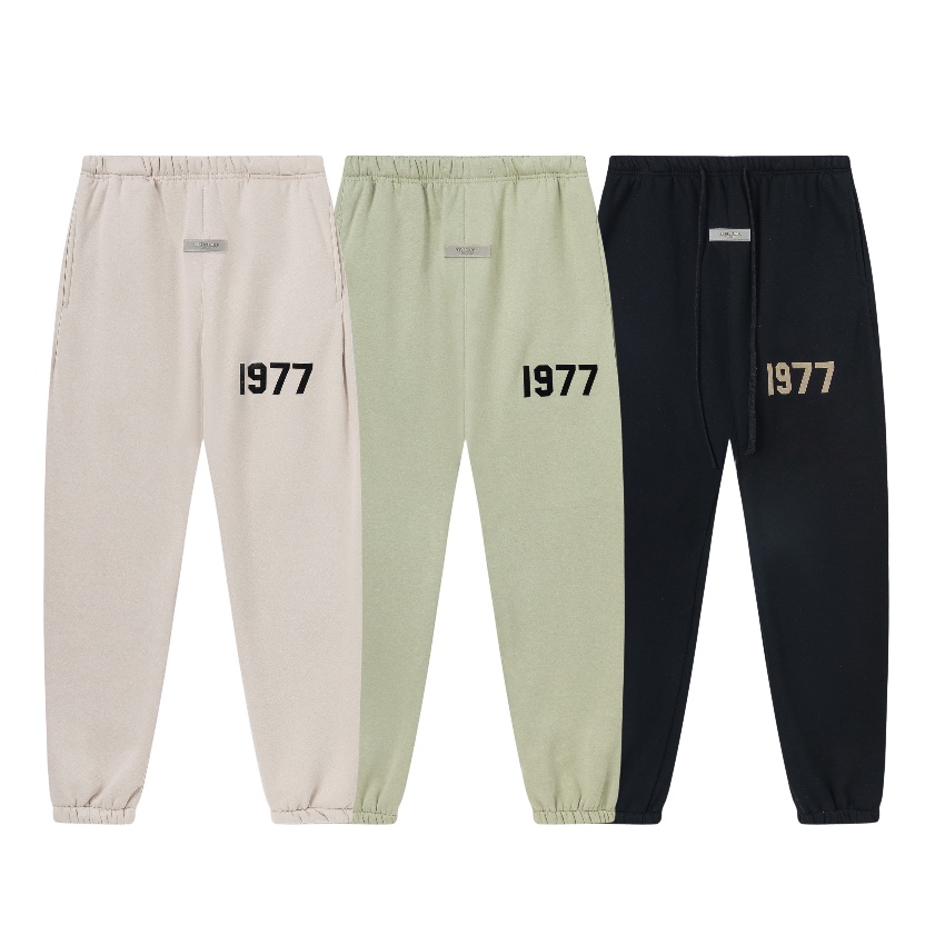 men and women High Street FOG New Loose 1977 Letter Flocking Printing Casual Drawstring Leggings ...