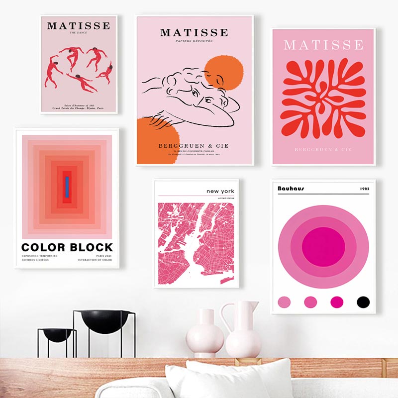 Nordic Posters And Prints Wall Picture Abstract Pink Matisse Les Muses