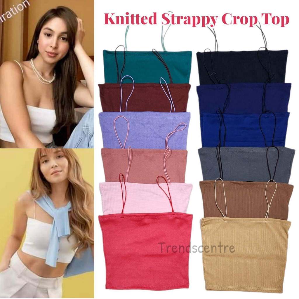 SALE! Zara Strappy Knitted Crop Top Strap Croptop (Makapal Bangla ...