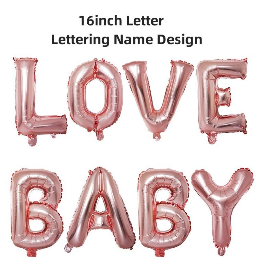 16inch Rose Gold Foil Balloon Letter Name Backdrop Design Birthday ...