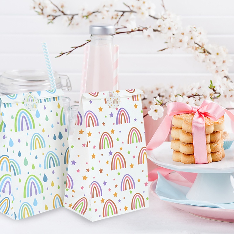 10pcs Boho Rainbow Loot Bags Sweets Candy Box Cookies Packing Bags Girl ...