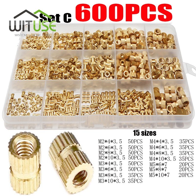 1 Box 200/500/600pcs M2 M2.5 M3 M4 M5Solid Brass Copper Injection ...