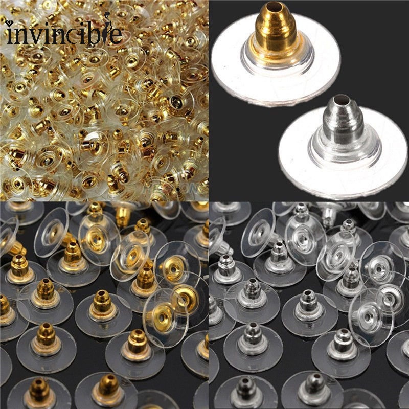 30 Pcs Soft Silicone Rubber Earring Back Stoppers/ DIY Gold Disc Plum ...