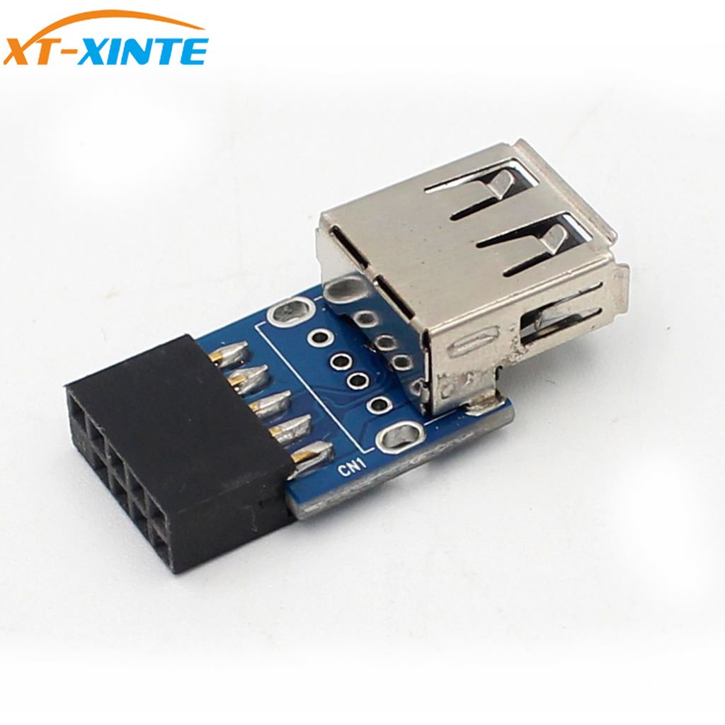 XT-XINTE USB 9Pin Female to Dual USB2.0 Connector Female Adapter ...