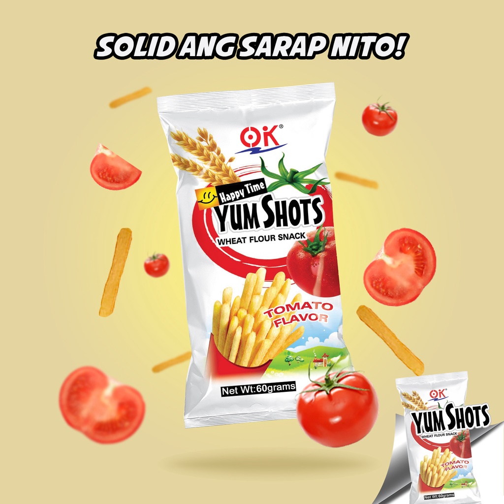 Yum Shots Tomato Flavor Snack 60gram | Shopee Philippines