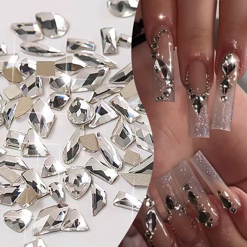 Crystal AB Nail Rhinestones Charms Luxury Flatback Gems for 3D Nail Art ...