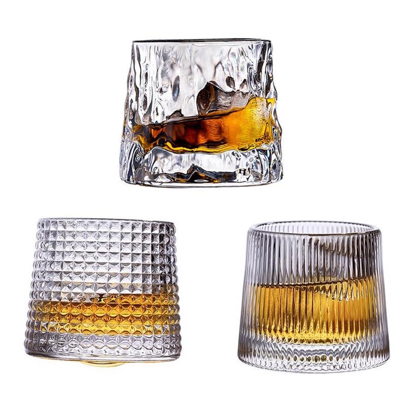 Spin Whiskey Glass - Premium Crystal Cocktail Glass with Rotatable ...