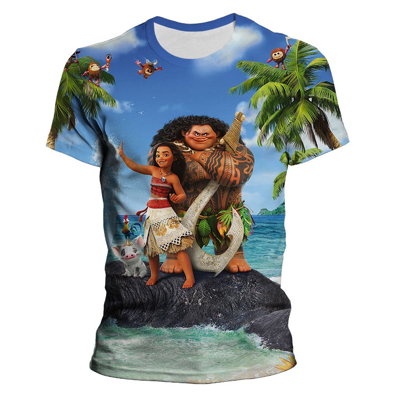 Movie Moana Summer New kids Clothing Short-sleeved Cartoon 3D Printed T ...