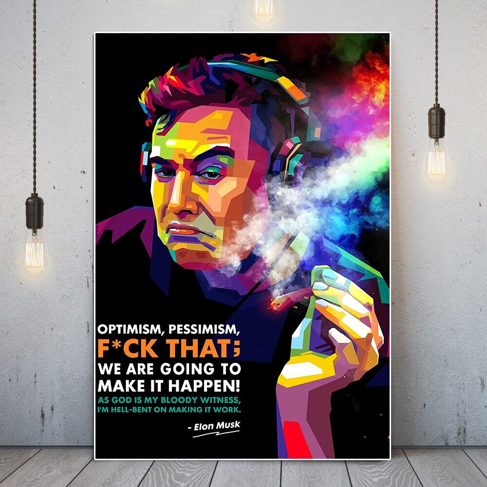 Elung Musk Smoking Graffiti Art Canvas Painting Classical Enterprise ...