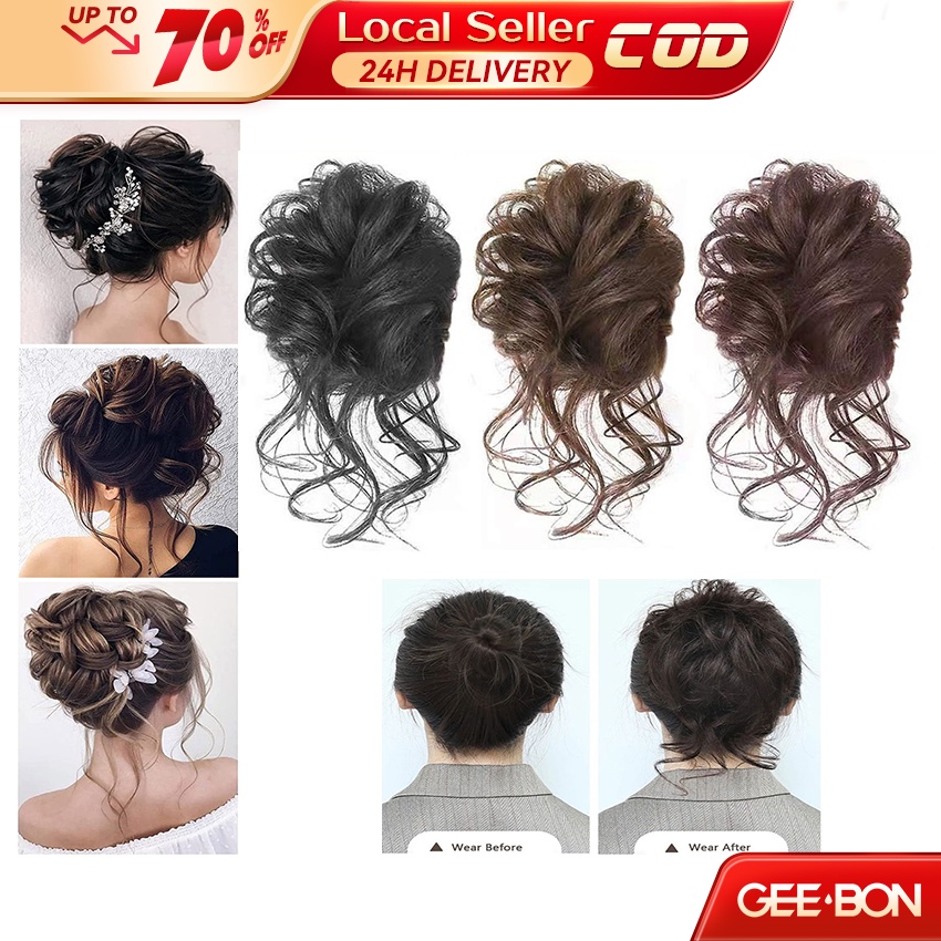 GEEBON Synthetic Bun Bun Messy Curls Band Elastic Hair Clip Wig Piece ...