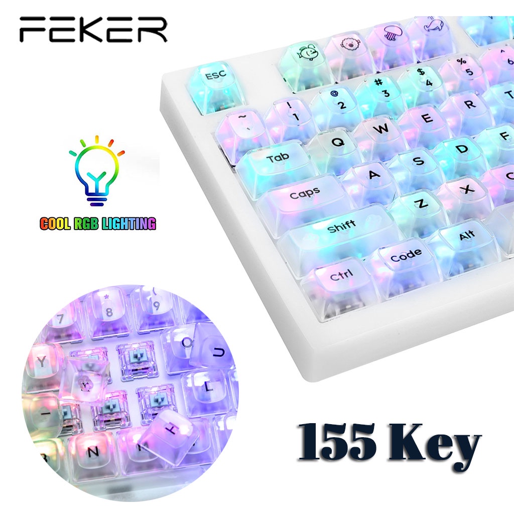Feker PCL 155 Key Mechanical Keyboards NSA Transparent Keycaps ...