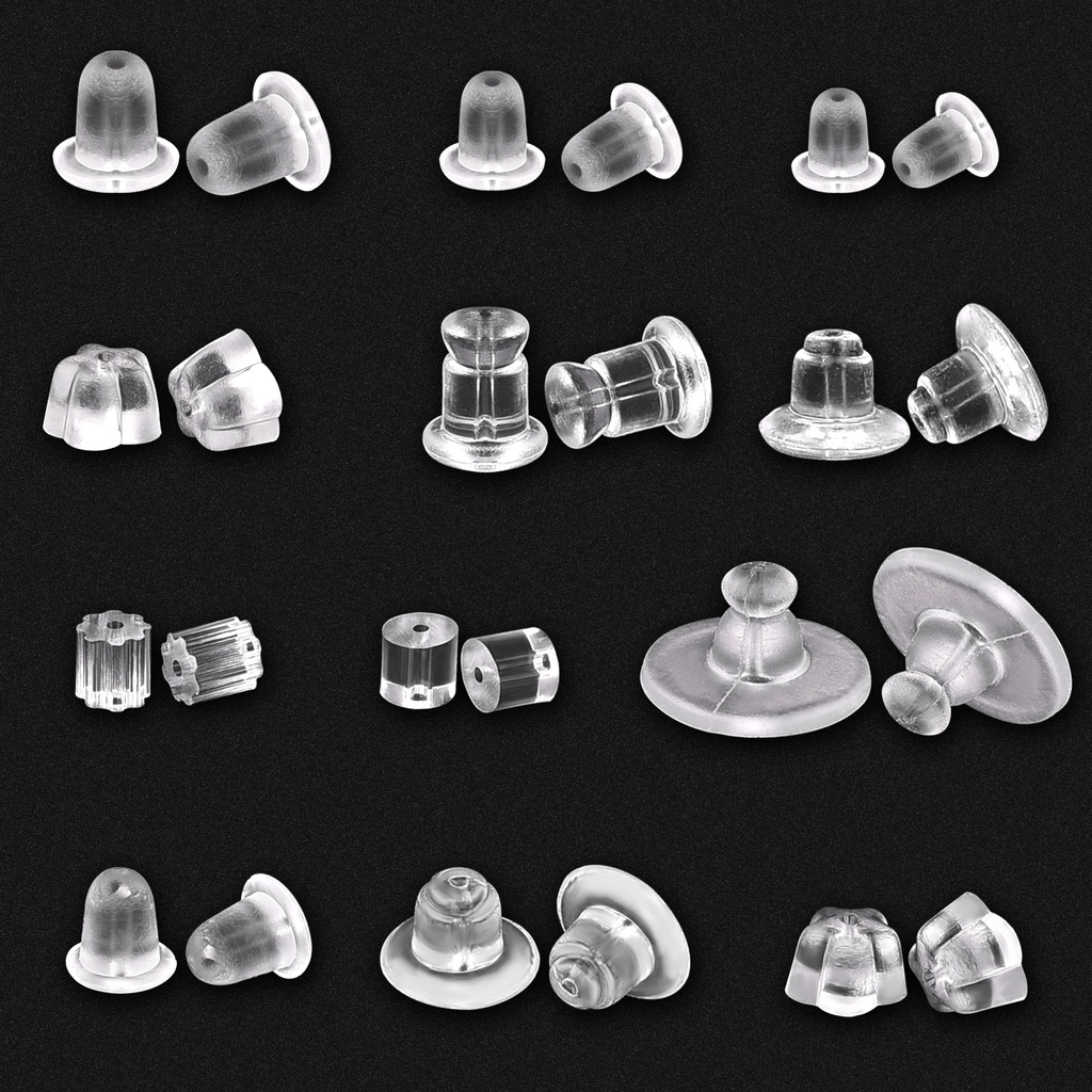 Rubber Earring Backs Silicone Round 200-1000Pcs Ear Plug Blocked Caps ...