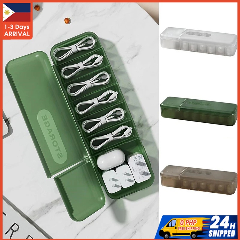 Data Cable Storage Box Electronic Accessories Case for Desk Drawer Cord ...