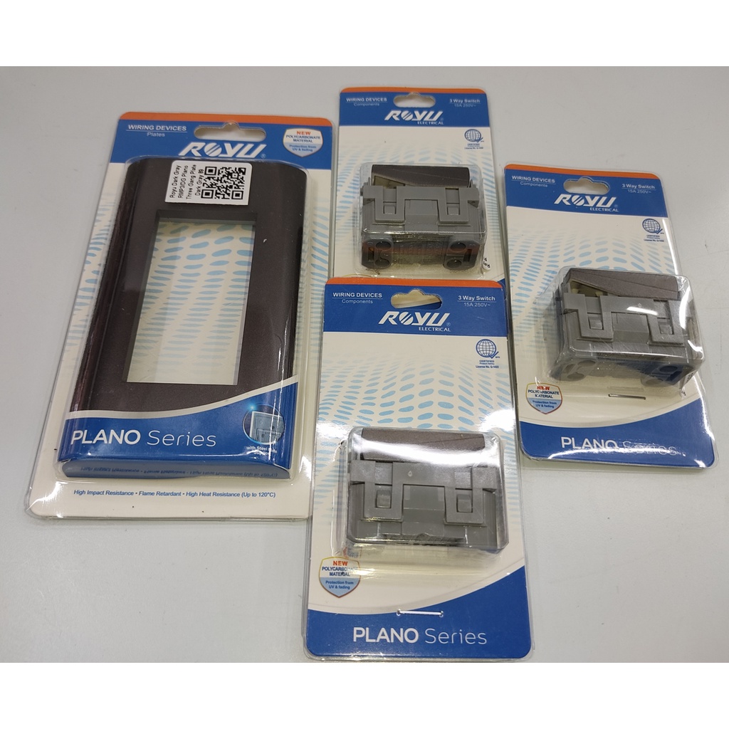 ROYU 3 Gang 3 Way Switch with Plate Dark Gray Plano - (RMP3/DG)/(RMS3 ...