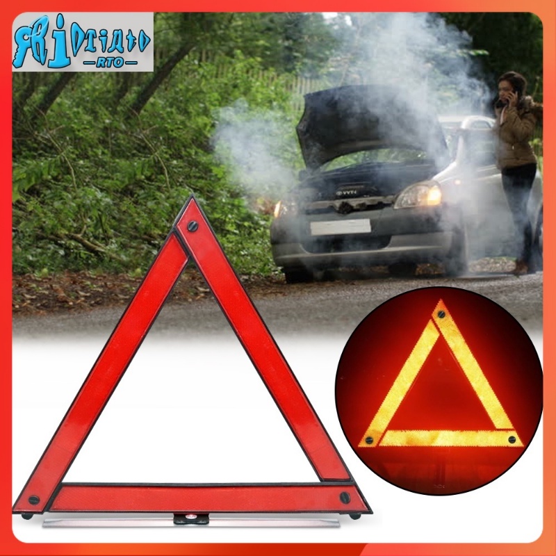RTO Triangle Reflective Warning Sign Foldable Red Car Hazard Breakdown ...