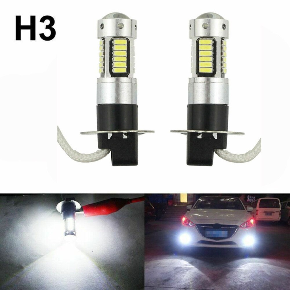 2Pcs H3 Led Lamp Car Fog Lights 1800LM Day Driving Light Auto H3 Led ...