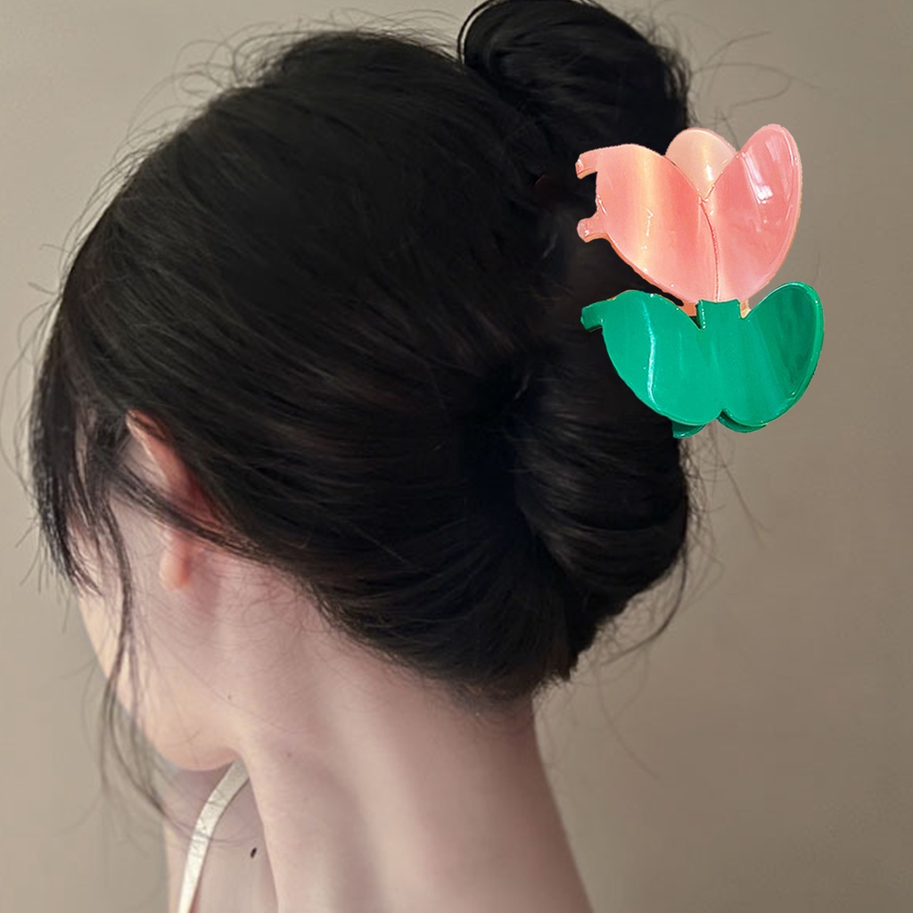 1 Pc Tulip Shape Hair Claw Sweet Flower Hairpin Back Head Shark Clip ...
