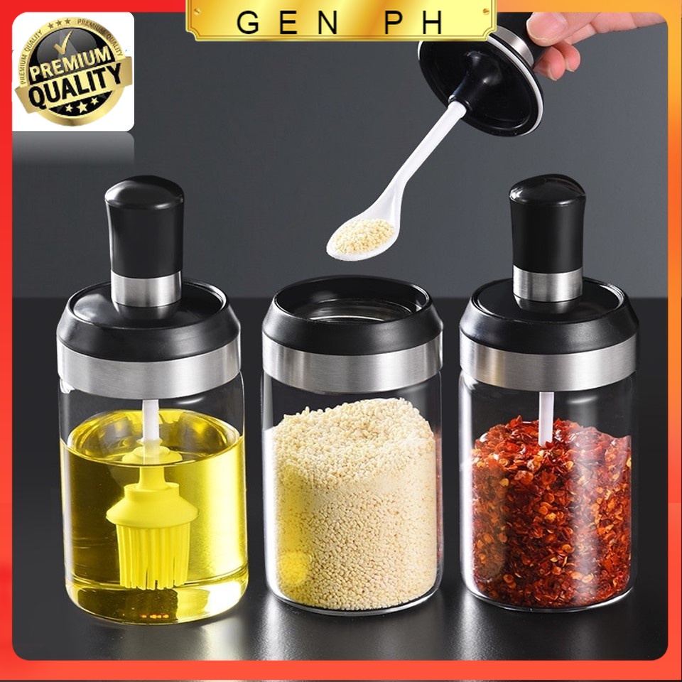 GEN PH Jar Spice Airtight Containers Glass Seasoning Jar Seasoning ...