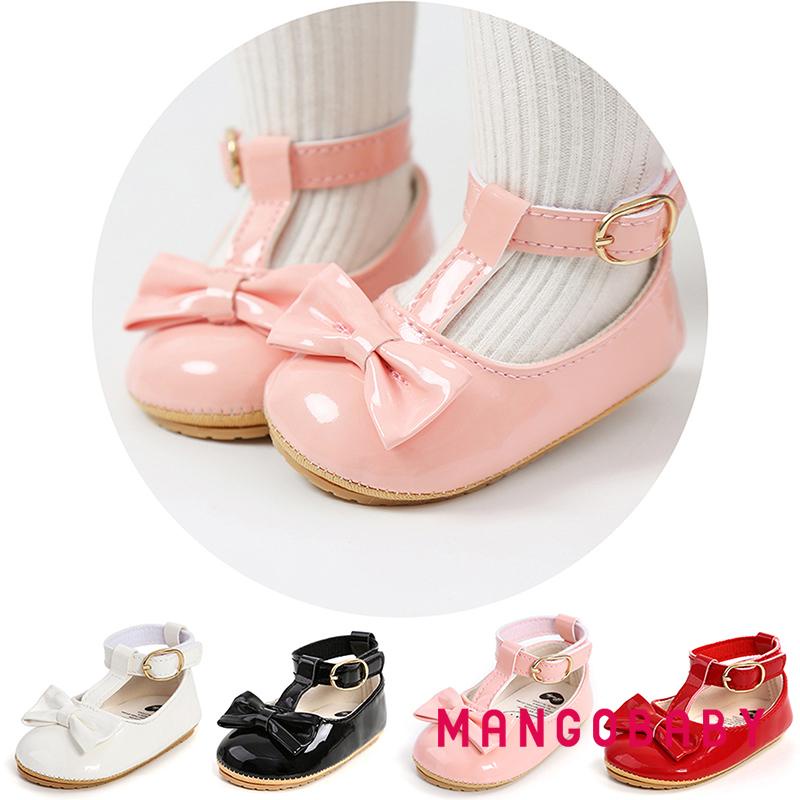 MG-Baby Girl’s PU Toddler Shoes, or Fashion Solid Color Bow Rubber Sole ...