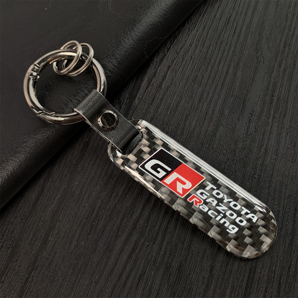 Carbon fiber Keychain Car Logo Key Ring Car Styling For Toyota GR Sport ...
