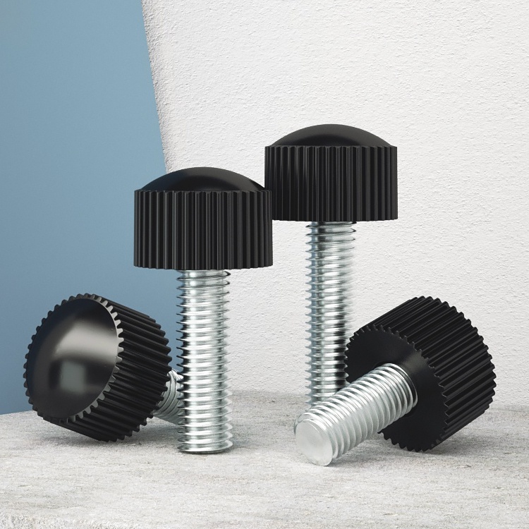 Round head straight grain handle screw M4-M5-M6 plastic rubber head ...