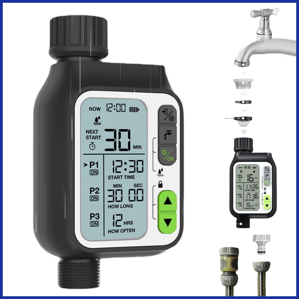 Water Hose Timer Automatic Irrigation Timer With Rain Sensor Big Screen ...