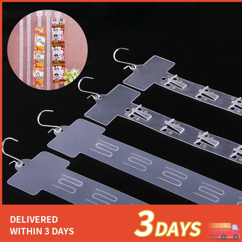 Plastic Merchandise Clear Display Hooks Strips with Clips Snack ...