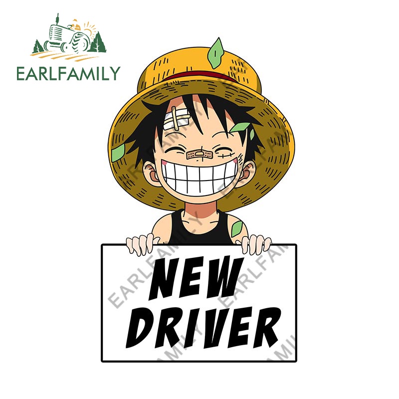 EARLFAMILY 13cm x 7.9cm New Driver Warning Car Stickers One Piece Luffy ...