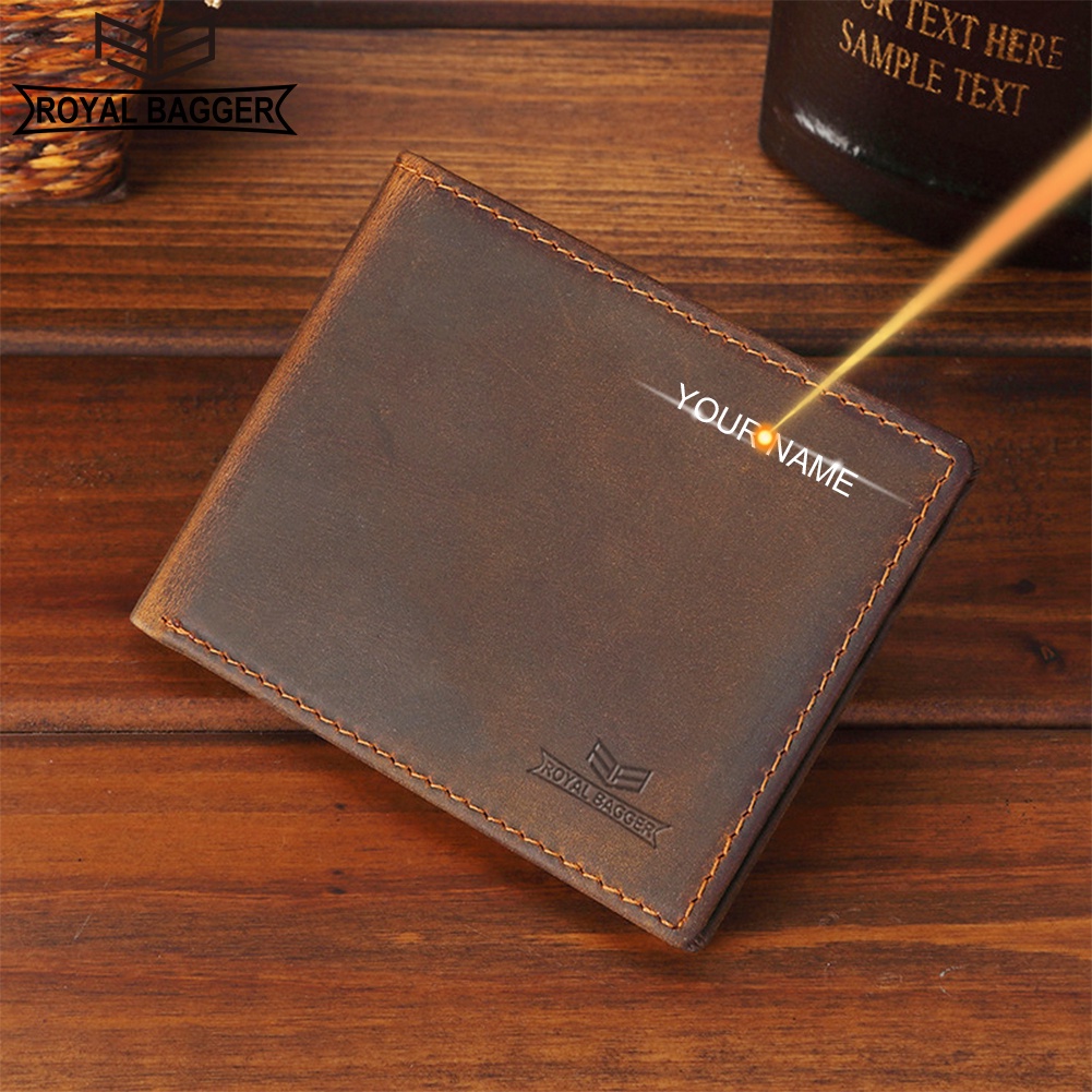 Royal Bagger RFID Block Short Wallet for Men Retro Genuine Cowhide 1398 ...