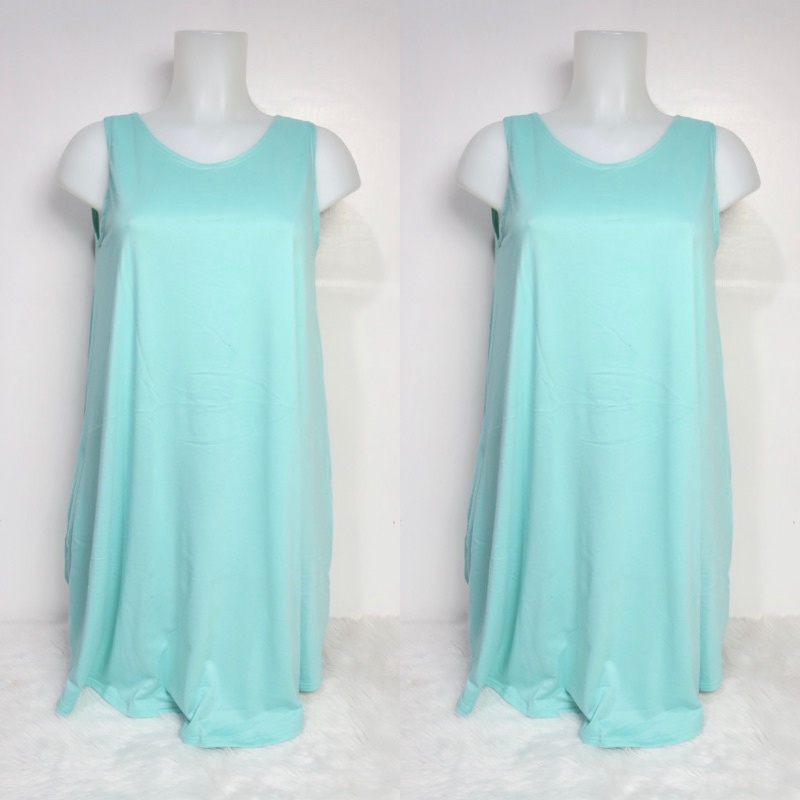 Plus Size Plain Regular Sleeveless Sando Dress With Pockets|Fits M to ...